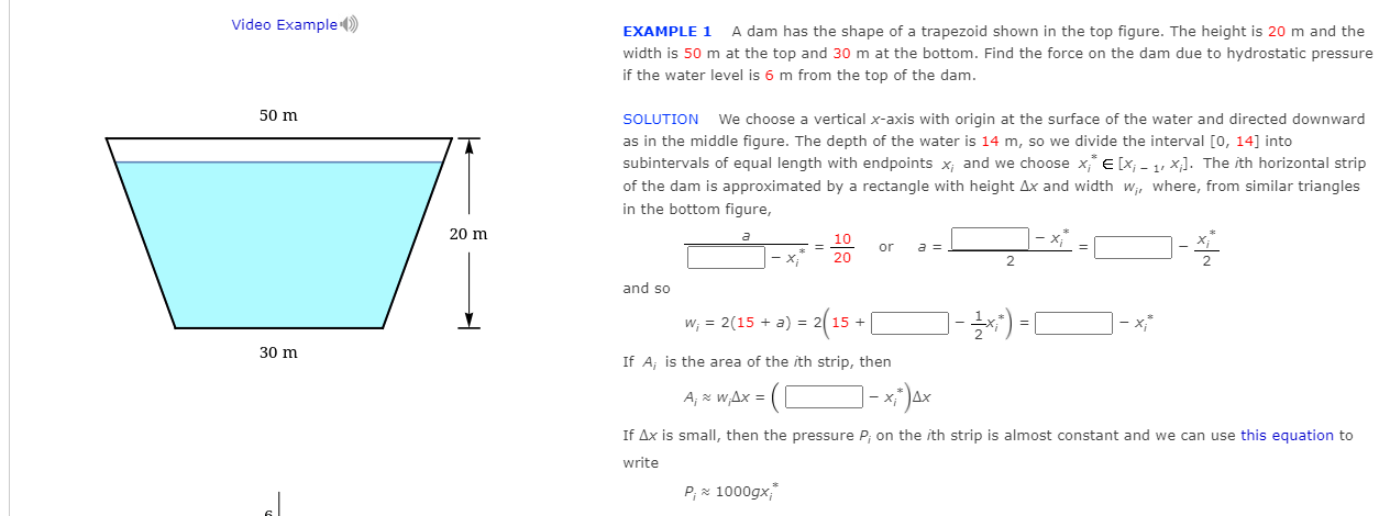 Solved Video Example) EXAMPLE 1 A dam has the shape of a | Chegg.com