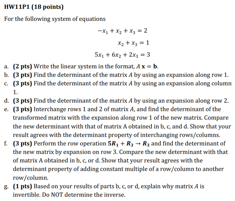 Solved HW11P1 (18 points) For the following system of | Chegg.com