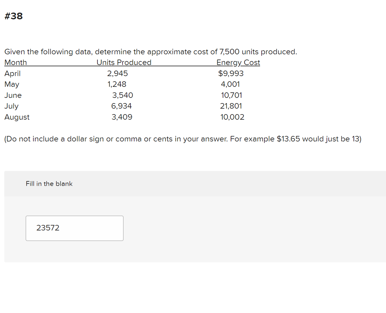 Solved (do not include a dollar sign or comma or decimal in | Chegg.com