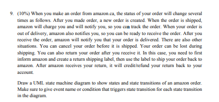 Solved 9. (10%) When you make an order from amazon.ca, the | Chegg.com