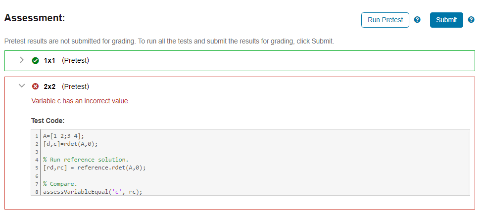 Solved MATLAB Assignment 4.1: Modify the code for rdet to | Chegg.com