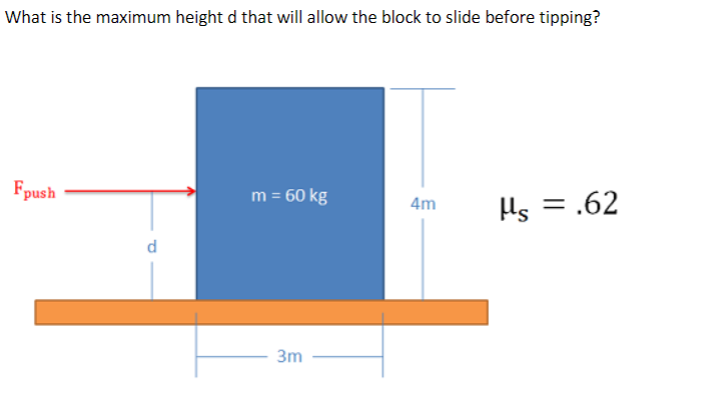 Solved What is the maximum height d that will allow the | Chegg.com