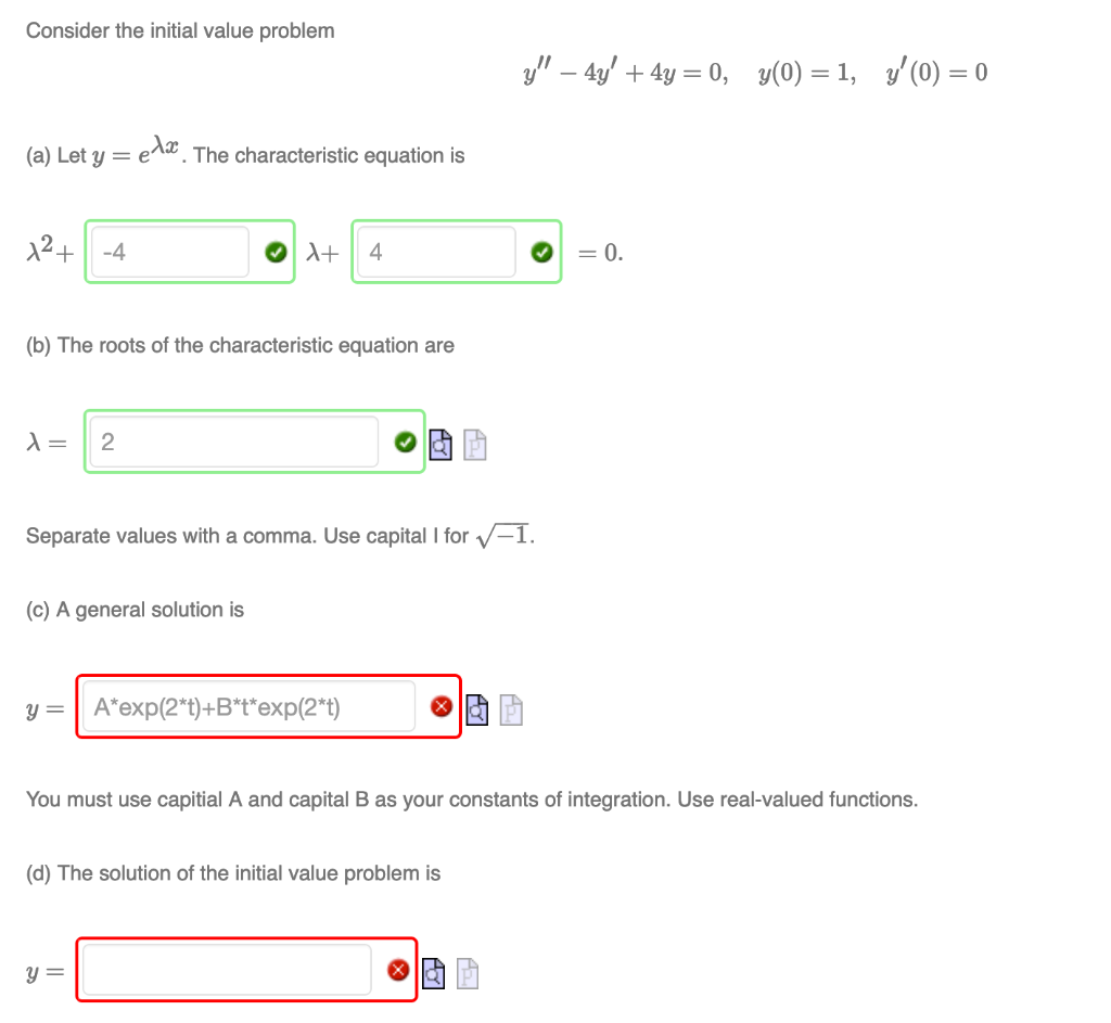 Solved Consider the initial value problem y" – 4y' + 4y = 0, | Chegg.com