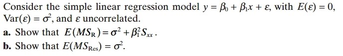 Solved Consider the simple linear regression model y-A)+ | Chegg.com