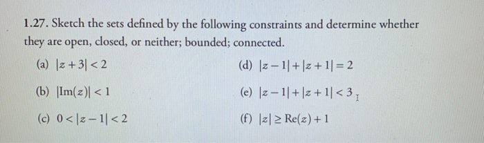 Solved 1.27. Sketch the sets defined by the following | Chegg.com