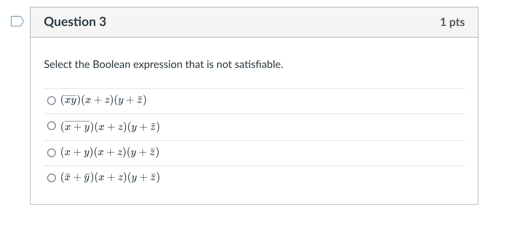Solved Question 3 Select the Boolean expression that is not | Chegg.com