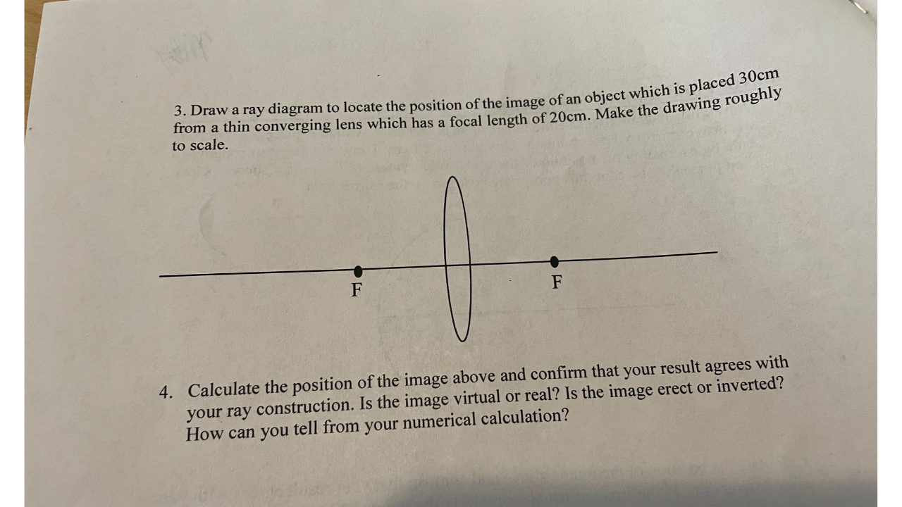 Solved 3. Draw a ray diagram to locate the position of the | Chegg.com