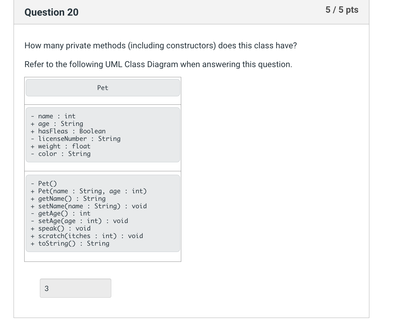 Solved Question 20How many private methods (including | Chegg.com