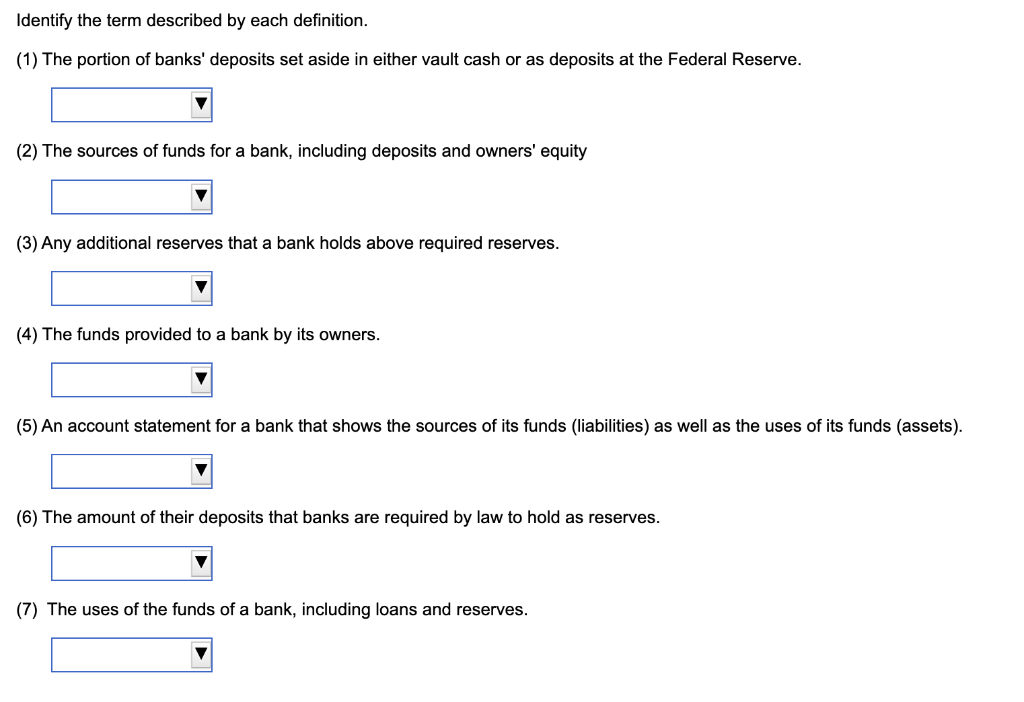 Solved Identify the term described by each definition. | Chegg.com