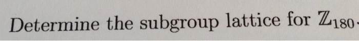 Solved Determine the subgroup lattice for Z_180. | Chegg.com