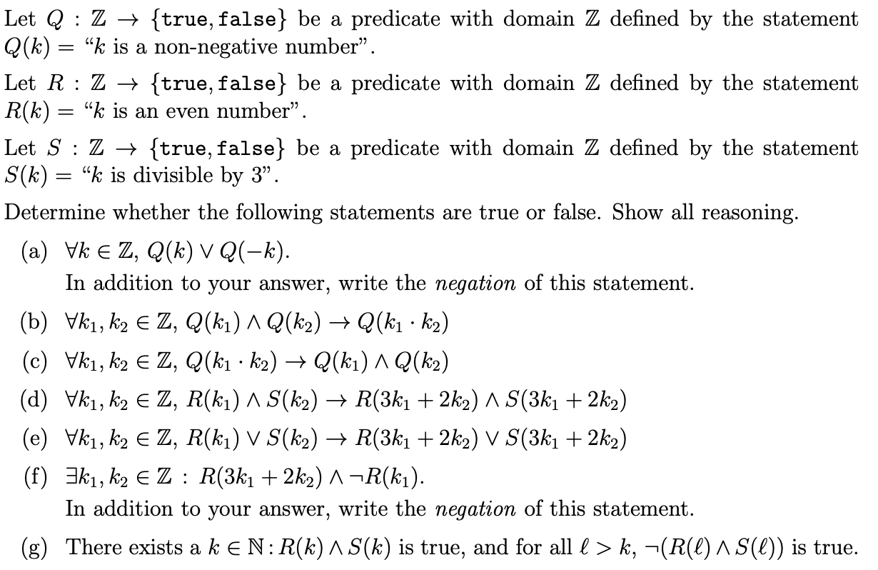 Solved Let Q Mathbb Z Rightarrow True False 