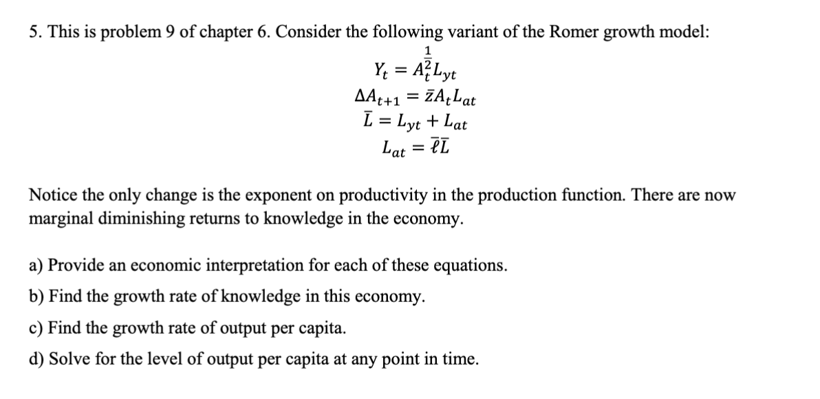 Solved 5. This is problem 9 of chapter 6 . Consider the | Chegg.com