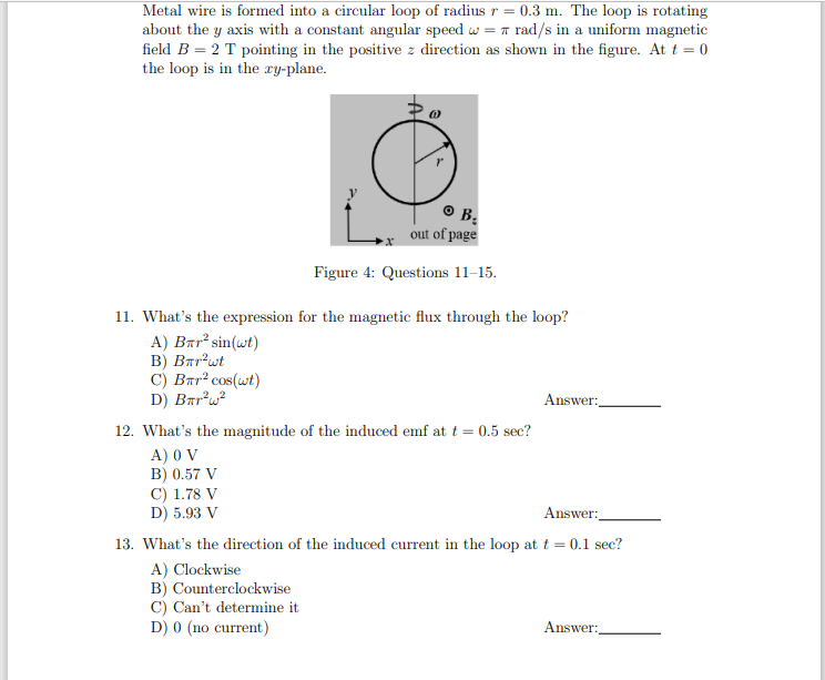 Solved r Metal wire is formed into a circular loop of radius | Chegg.com