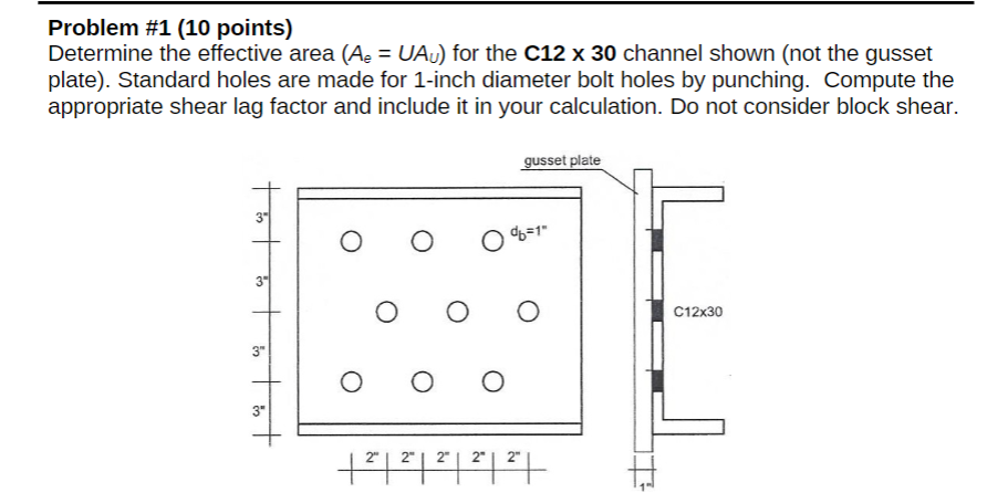 Solved Problem #1 (10 points) Determine the effective area | Chegg.com