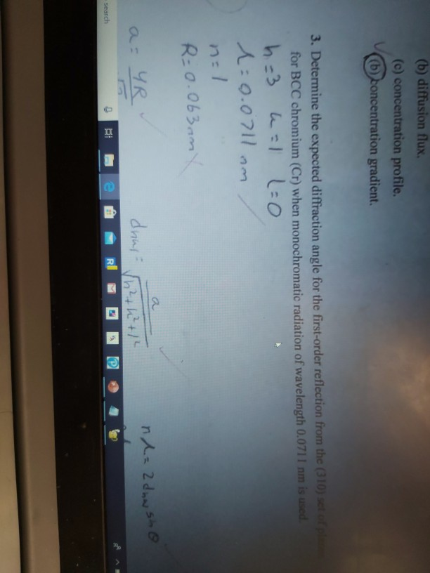 Solved determine the expected diffraction angle for the | Chegg.com