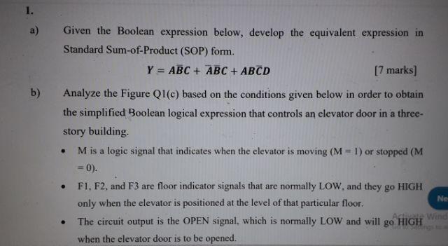 Solved a) Given the Boolean expression below, develop the | Chegg.com