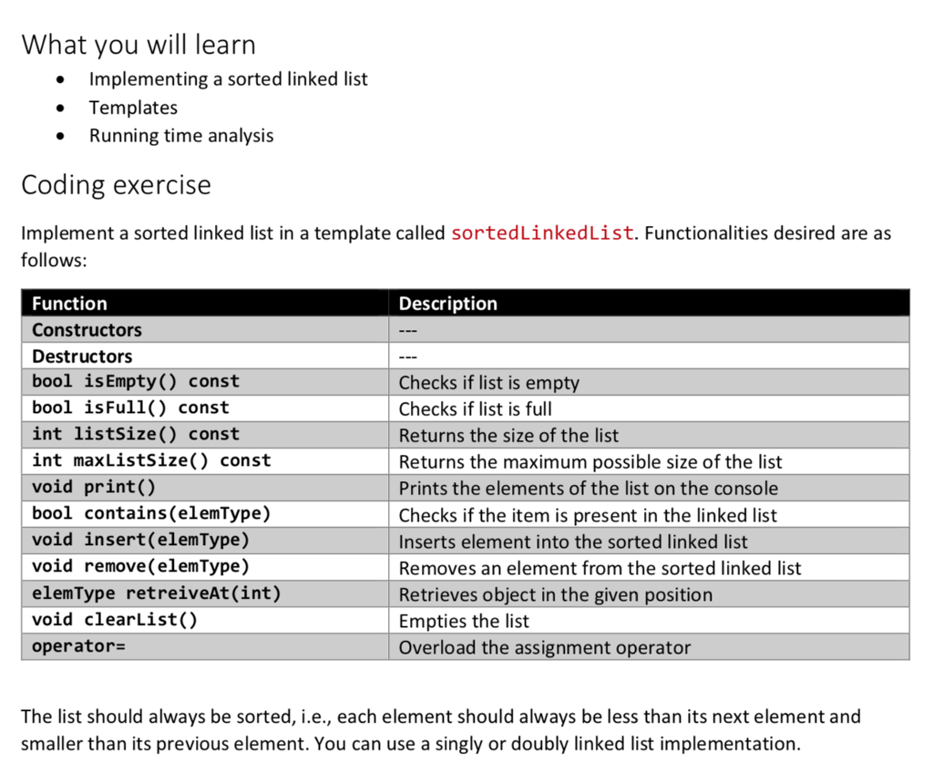 Solved What you will learn . Implementing a sorted linked | Chegg.com