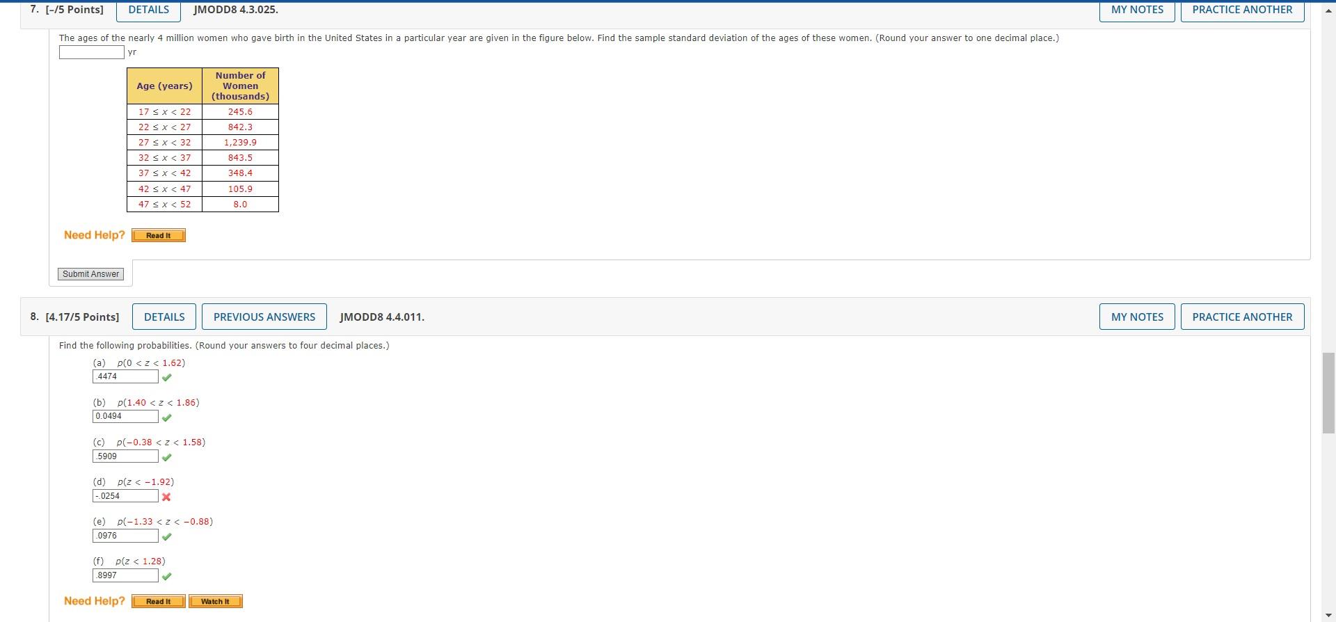 Solved 7. (-/5 Points] DETAILS JMODD8 4.3.025. MY NOTES | Chegg.com