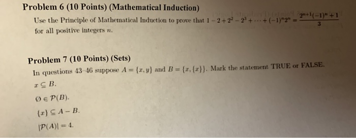 Solved Problem 6 (10 Points) (Mathematical Induction) Use | Chegg.com