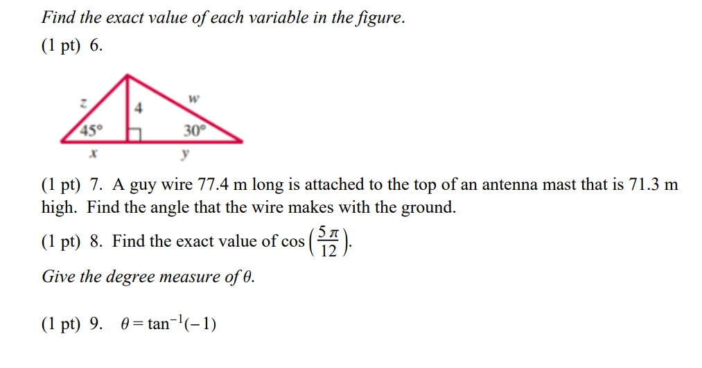 Solved Find the exact value of each variable in the figure. | Chegg.com