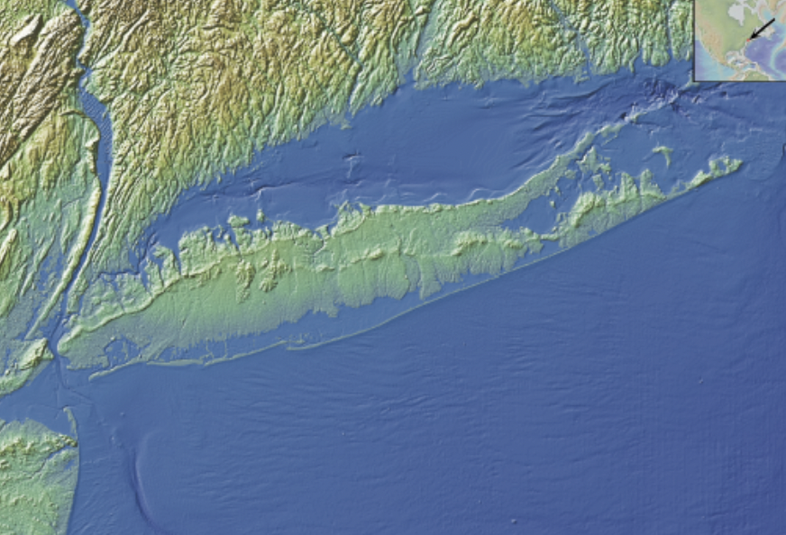 Solved Figure 1. DEM of Long Island, New York, showing two | Chegg.com