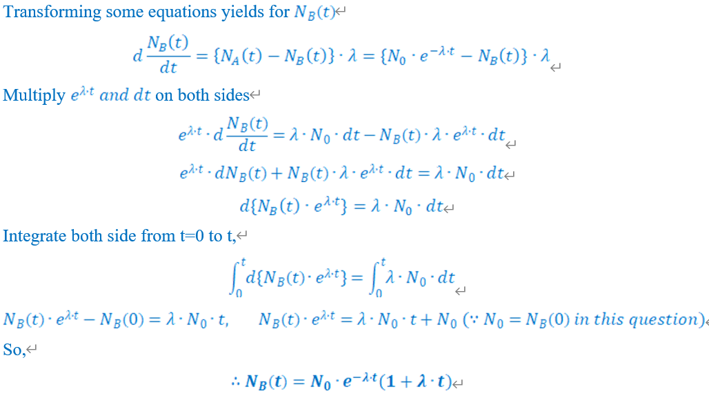 Solved Transforming some equations yields for NB(t)t | Chegg.com