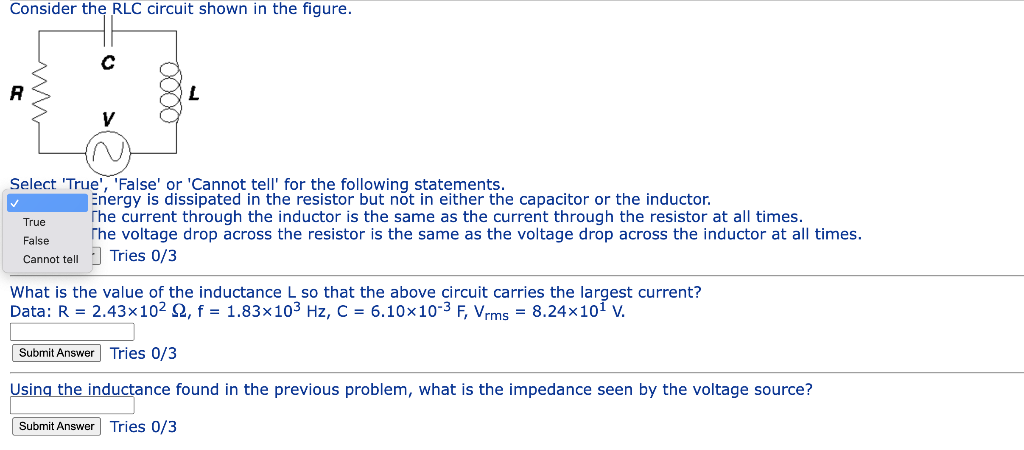 Solved Consider the RLC circuit shown in the figure. Select | Chegg.com