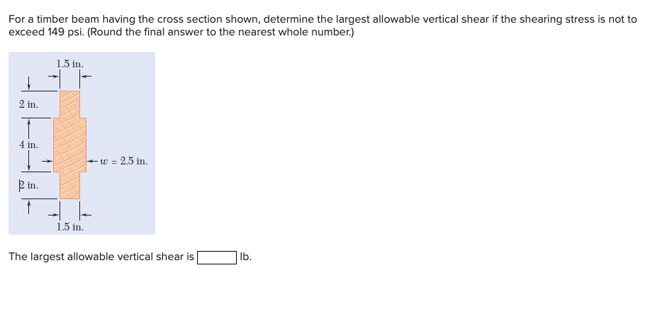 Solved For a timber beam having the cross section shown, | Chegg.com