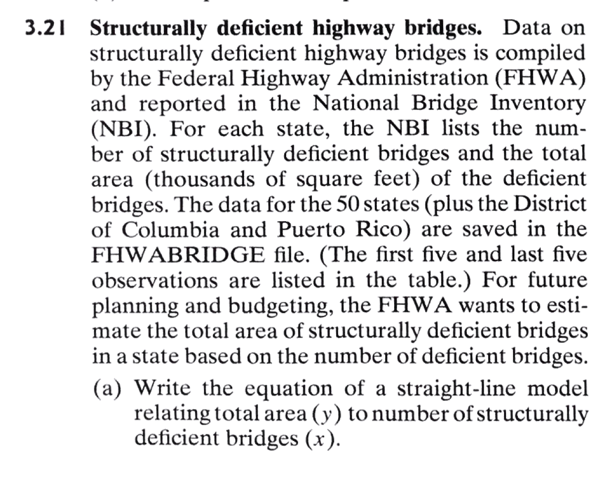 Solved 3.21 Structurally deficient highway bridges. Data on | Chegg.com