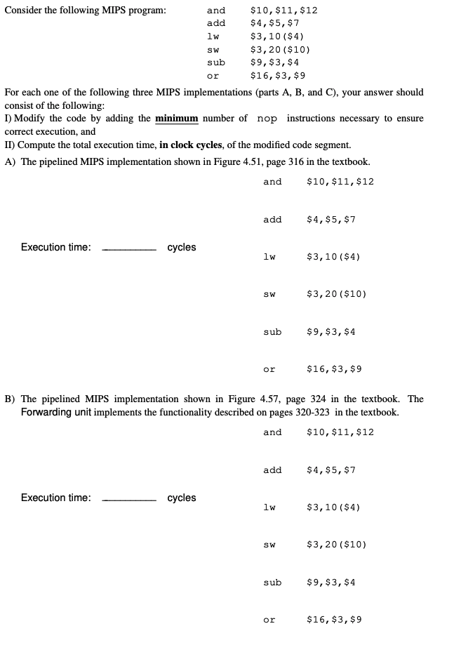 Solved For Each One Of The Following Three Mips 