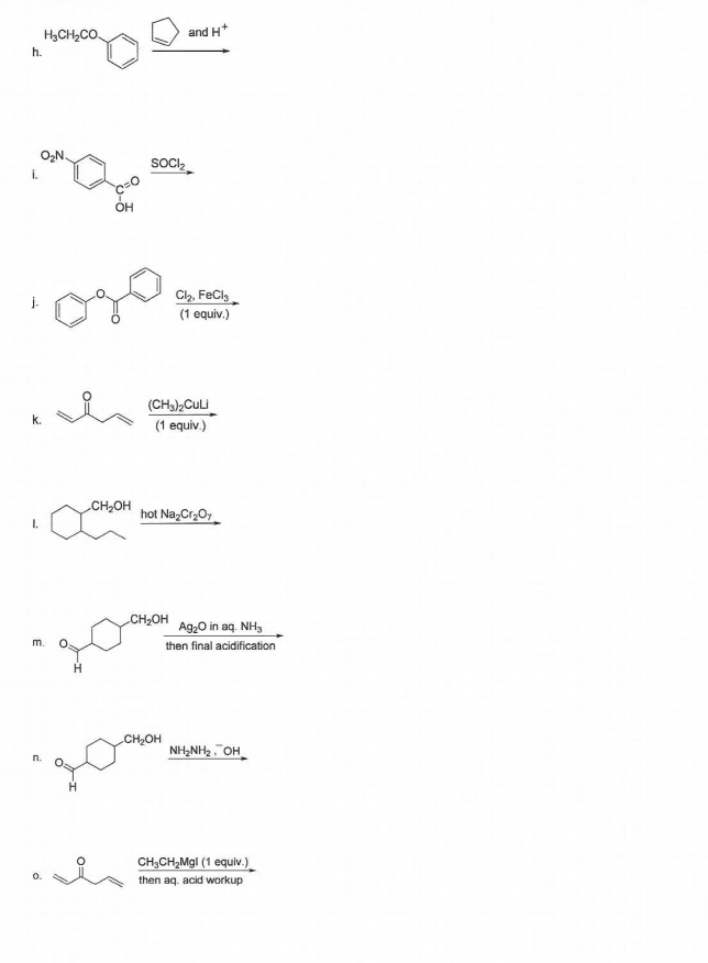 Solved H2CH CO. and H* h. ON SOCI i. OH 1. ogo Cly, FeCl3 (1 | Chegg.com