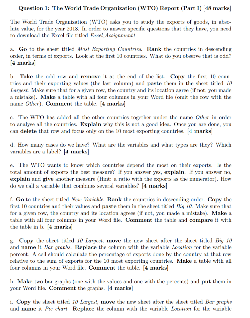 Question 1: The World Trade Organization (WTO) Report | Chegg.com