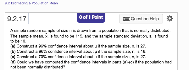 Solved A simple random sample of size n is drawn from a | Chegg.com