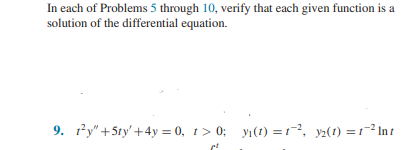 Solved In each of Problems 5 through 10, verify that each | Chegg.com