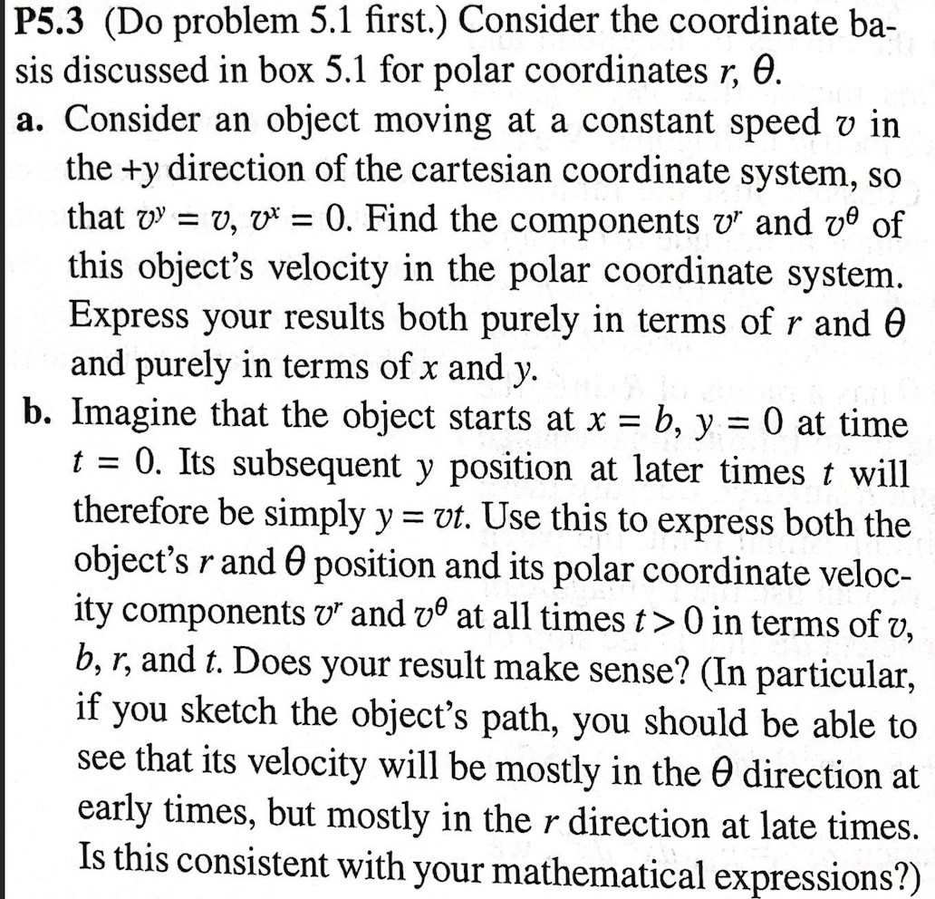 BOX 5.1 The Polar Coordinate Basis Consider ordinary | Chegg.com