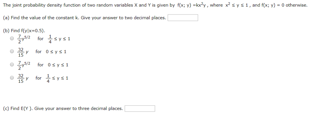 Solved The joint probability density function of two random | Chegg.com