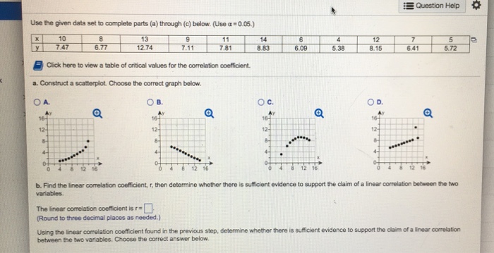 Solved Question Help * Use the given data set to complete | Chegg.com