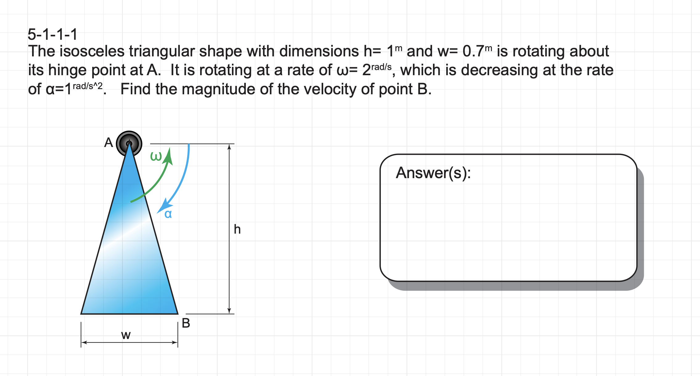 Solved The isosceles triangular shape with dimensions h=1 m | Chegg.com
