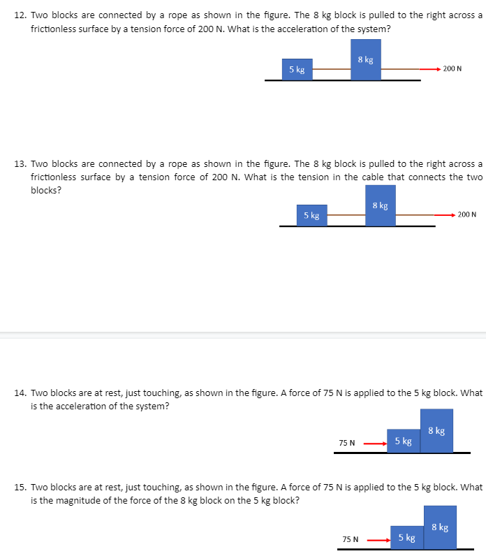 Solved 8. A 50 kg block sits at rest on a table. A student | Chegg.com