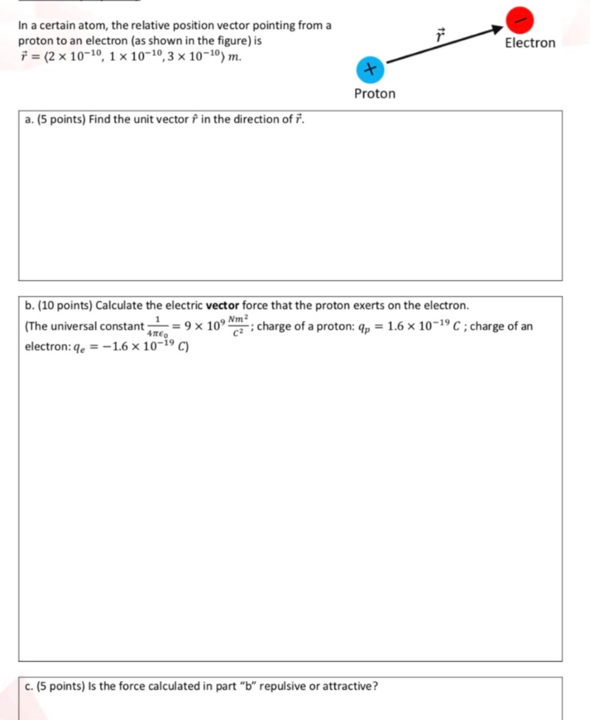 Solved In a certain atom, the relative position vector | Chegg.com