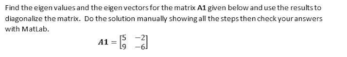 Solved Find the eigen values and the eigen vectors for the | Chegg.com