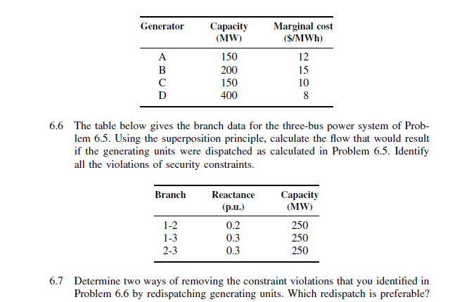 Solved 6.5 Consider the three-bus power system shown in | Chegg.com