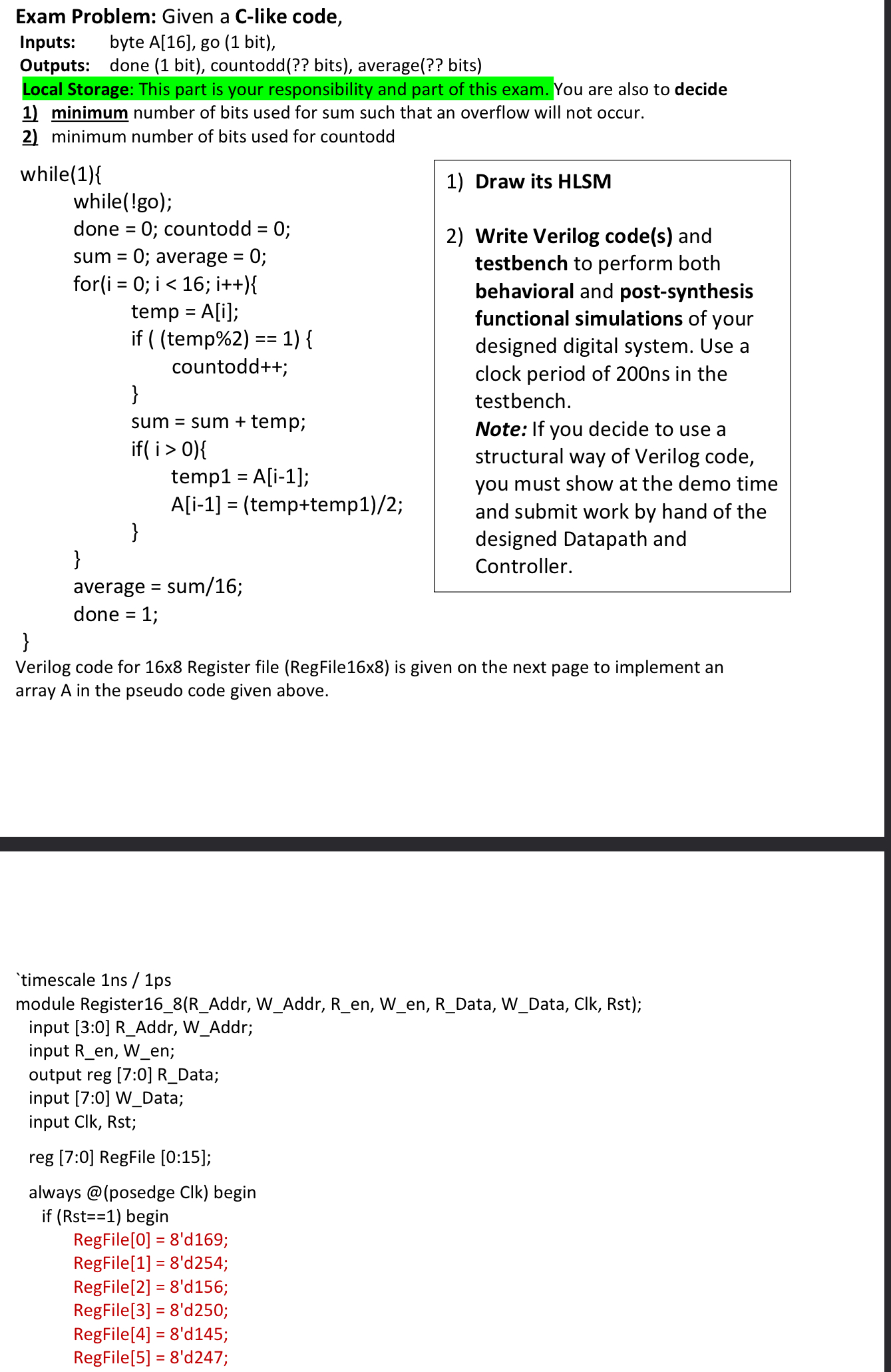 Solved Inputs: byte A[16], ﻿go (1 ﻿bit),Outputs: done (1 | Chegg.com