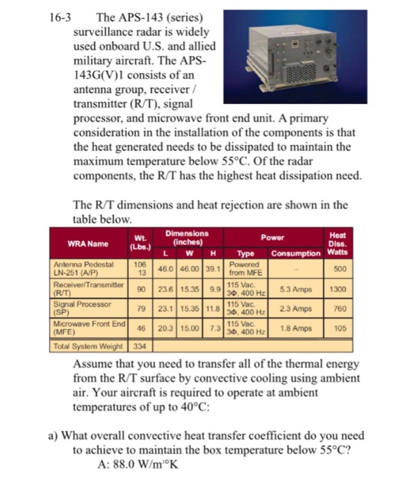 Solved 16-3 The APS-143 (series) surveillance radar is | Chegg.com