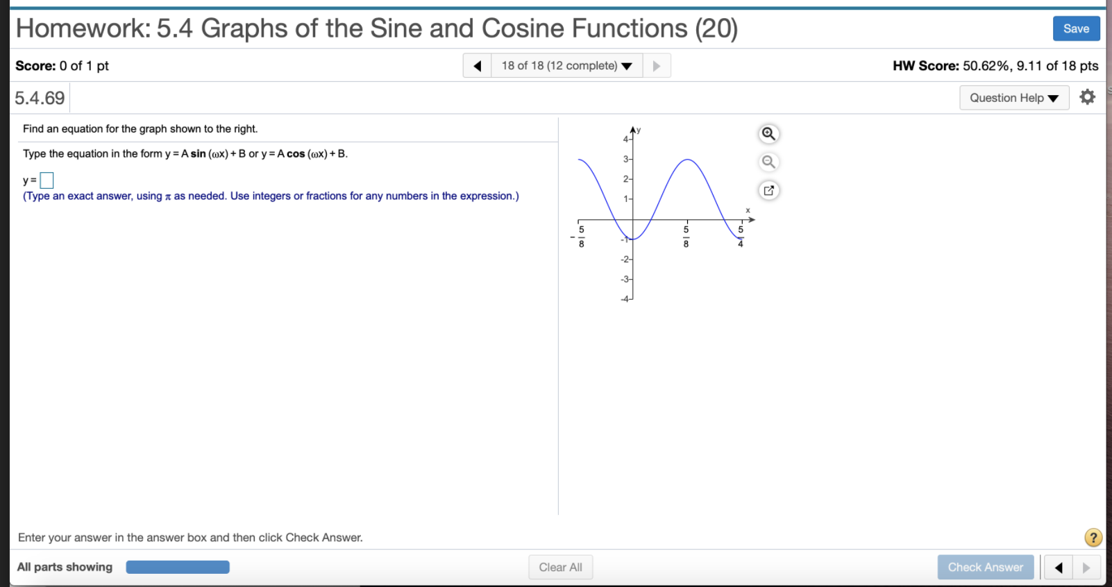 Solved Homework: 5.4 Graphs of the Sine and Cosine Functions | Chegg.com
