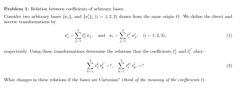 Problem 1: Relation between coefficients of arbitrary | Chegg.com
