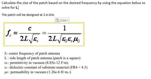 Solved Calculate the size of the patch based on the desired | Chegg.com