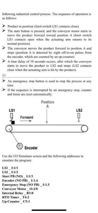 Solved following industrial control process. The sequence of | Chegg.com