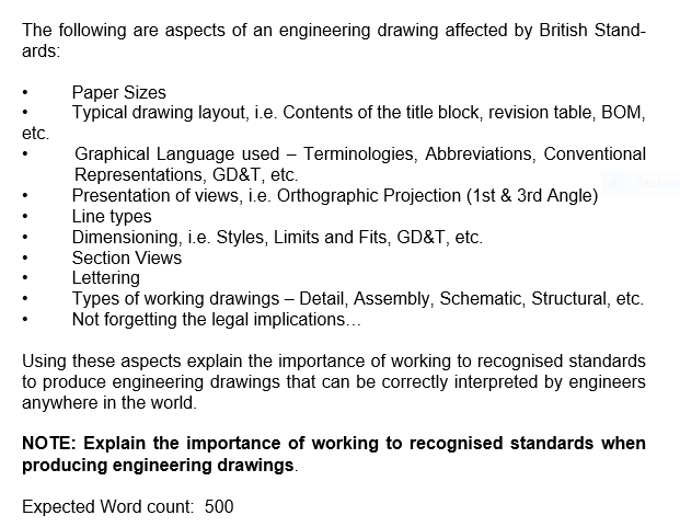 Solved The following are aspects of an engineering drawing | Chegg.com