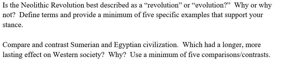 Solved Is the Neolithic Revolution best described as a | Chegg.com